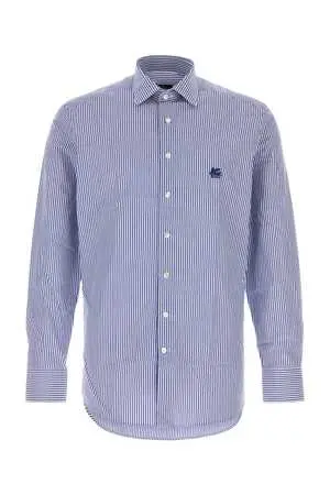 Etro S Embroidered Poplin Striped Shirt - Stripped