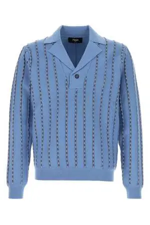 Fendi S Fitted Cotton Polo Shirt - Light Blue