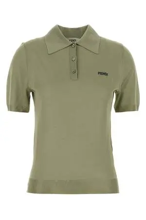 Fendi Stretch Viscose Blend Polo Shirt - Green