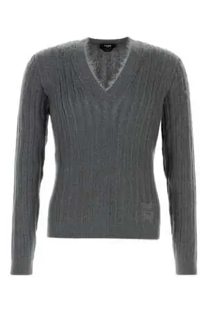 Fendi Stretch Mohair Blend Sweater For - Grey
