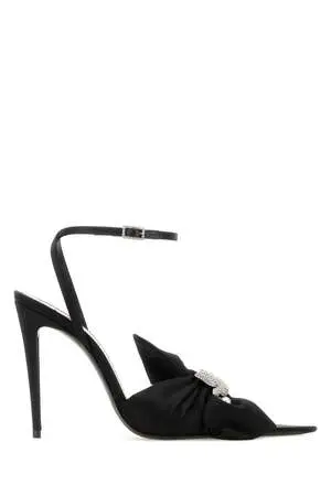 Saint Laurent Crepe Dove Pumps With Embellished Bow