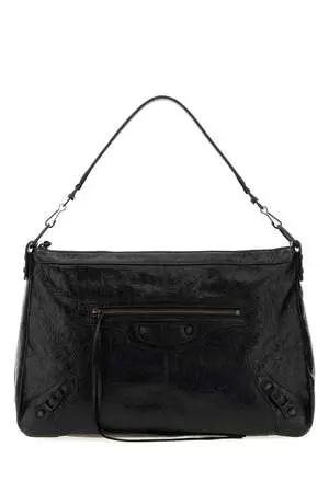 Balenciaga Medium Leather Moto Shopping Handbag, 40 X 25 X 19 Cm - Black