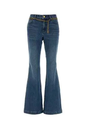 Michael Kors Stretch Denim Flare Jeans With Chain Detail