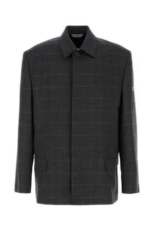 Balenciaga Embroidered Wool Blazer - Checked