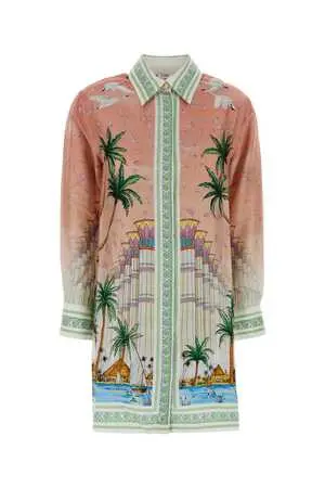 Casablanca Silk Twill Shirt Dress - Printed