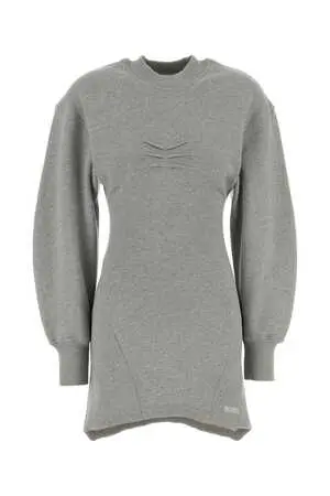Attico Melange Cotton Sweatshirt Dress - Grey