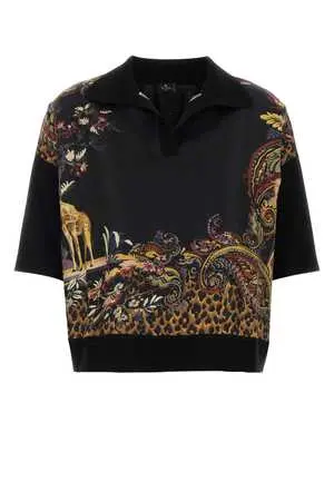 Etro Wool & Cashmere Polo Shirt With Silk Detail