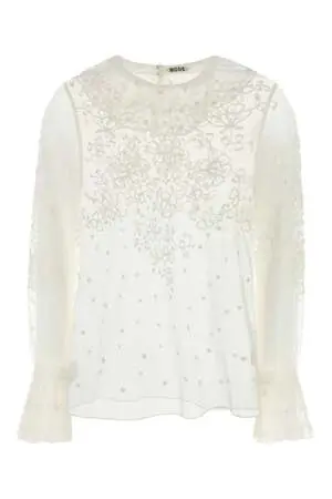 BODE BODE White Mesh Middlemist Blouse
