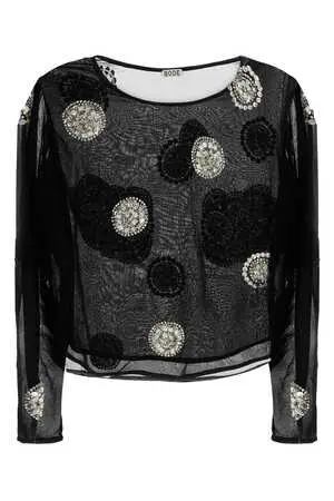 BODE Embellished Crepe Top With Silk Lining