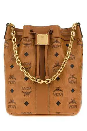 Mcm Canvas Dessau Bucket Handbag With Adjustable Shoulder Strap - Printed