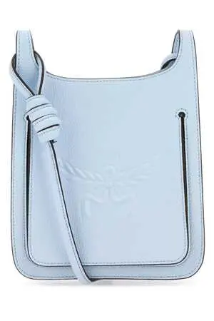 Mcm Mini Hobo Leather Crossbody Handbag - Light Blue