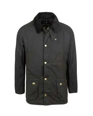 Barbour Waxed Cotton Field Jacket With Corduroy Collar - Olive