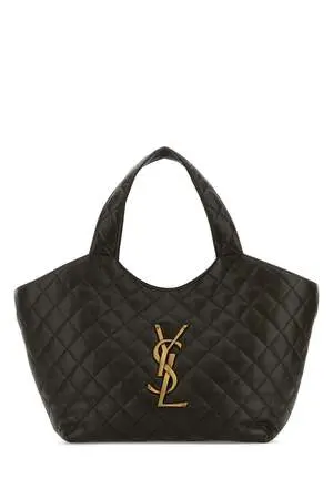 Saint Laurent Nappa Leather Medium Icare Shopping Handbag - Grey
