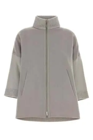 Herno Wool Flannel And Knit Zip-up Cardigan - Grey