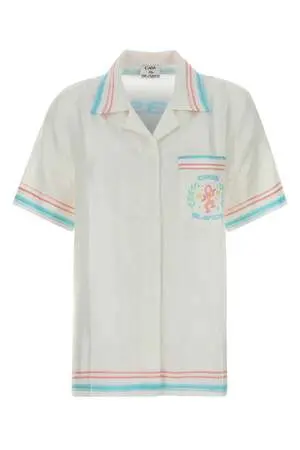 Casablanca 100% Silk Shirt With Embroidered Pocket Detail - White