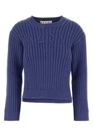 Marni Ribbed Knit Sweater With Embossed Logo