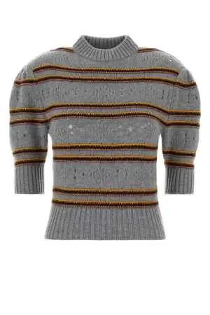 Marni Striped Cashmere Sweater With Embroidered Detail
