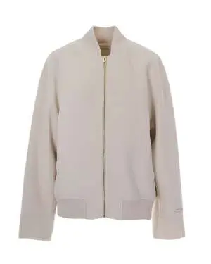 Sportmax Wool Bomber Jacket With Zip-up Front And Ribbed Trim