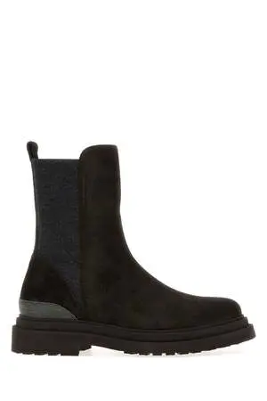 Brunello Cucinelli Suede Ankle Boots With Rubber Sole