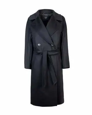Max Mara Double-breasted Belted Wool Coat - Nero