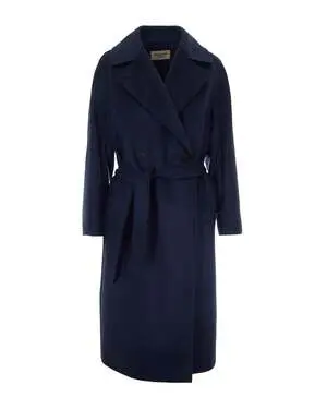 Max Mara Max Mara Double-Breasted Belted Wool Coat Blu Cobalto