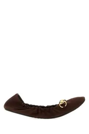 Gucci Suede Calfskin Ballerina Flats With Horsebit Detail