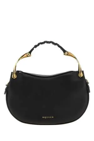 Alexander McQueen Leather Mini Wishbone Handbag 23 Cm - Black
