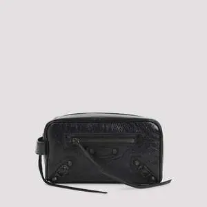 Balenciaga Lamb Leather Beauty Case, 21.5 Cm X 11 Cm X 11.5 Cm - Black