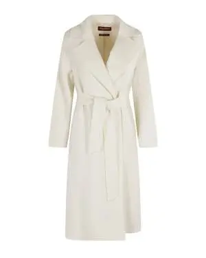 Max Mara MAX MARA STUDIO Belted Wool Blend Wrap Coat Bianco