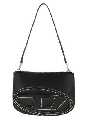 DIESEL® 22cm X 16cm X 4cm Leather 1dr Shoulder Handbag With Adjustable Strap - Black