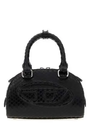 DIESEL® 1dr Dome Handbag In Bovine Leather 20 Cm Width, 14 Cm Height, 10 Cm Depth - Black