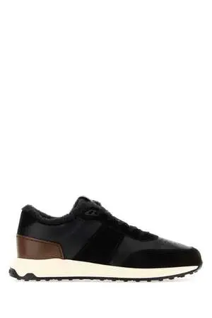 TOD`S Leather & Suede Sneaker With Shearling Lining - Black