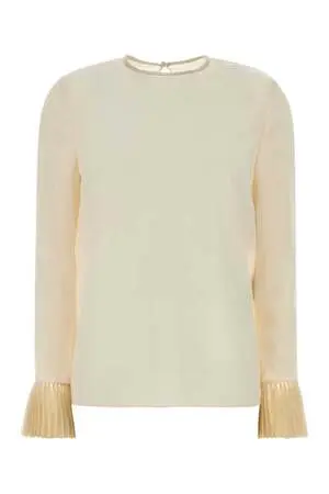 Valentino Garavani Silk Crepe Blouse With Pleated Cuffs