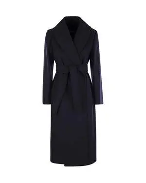 Max Mara MAX MARA STUDIO Tailored Wool Wrap Coat With Shawl Collar And Belt Nero