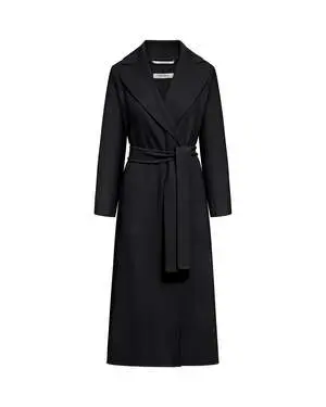Max Mara Wool Wrap Coat With Tie Belt - Nero