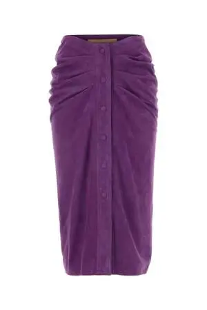 Valentino Garavani Ruched Suede Button-front Midi Skirt