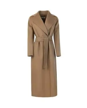 Max Mara Long Wool Wrap Coat With Belt - Cammello