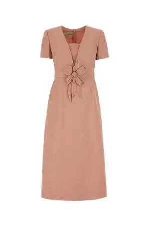 Valentino Garavani Virgin Wool & Silk Blend Dress With Bow Detail - Pink