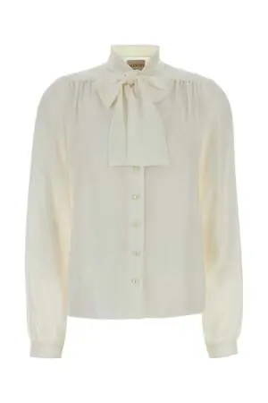 Valentino Garavani Silk Crepe Shirt With Pussy Bow - White