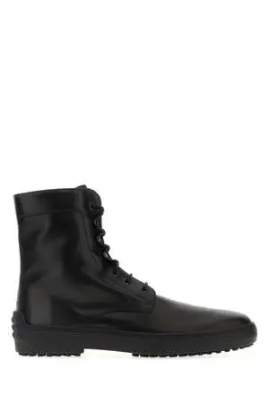 TOD`S Leather Ankle Boots With Rubber Sole - Black