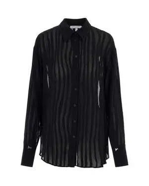 Patrizia Pepe Sheer Striped Button-front Shirt - Nero