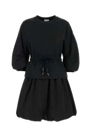 Moncler Cotton Sweatshirt Dress With Drawstring Waist