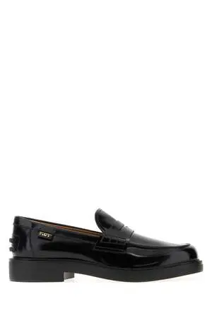 TOD`S Leather Loafers With Rubber Sole - Black
