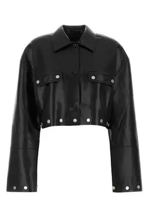 Nanushka Kassie Cropped Synthetic Leather Shirt