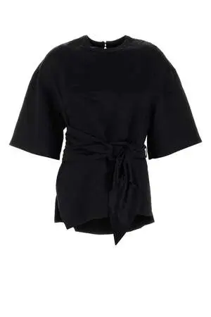 Nanushka Satin Besia T-shirt With Tie Detail - Black