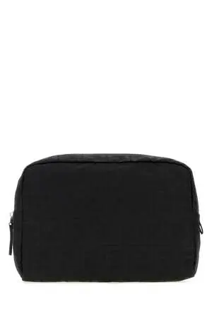 Fendi Embroidered Fabric Medium Beauty Case 25 Cm X 18 Cm X 7.5 Cm - Black