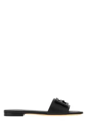 Fendi Leather Baguette Slide Slippers