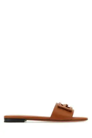 Fendi Leather Baguette Slippers For - Brown