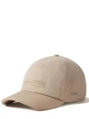 Zegna Embroidered Brand Mark Hat With Metal Logo And Elastic Back Closure - Beige