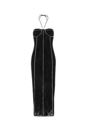 Oseree Stretch Tulle Dress - Black